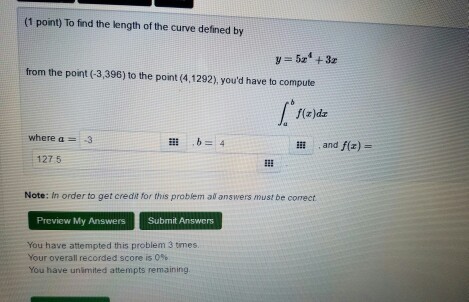 Solved To find the length of the curve defined by y = 5x^4 + | Chegg.com
