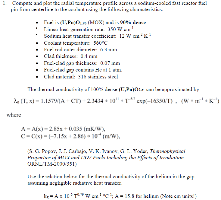 Solved Compute And Plot The Radial Temperature Profile