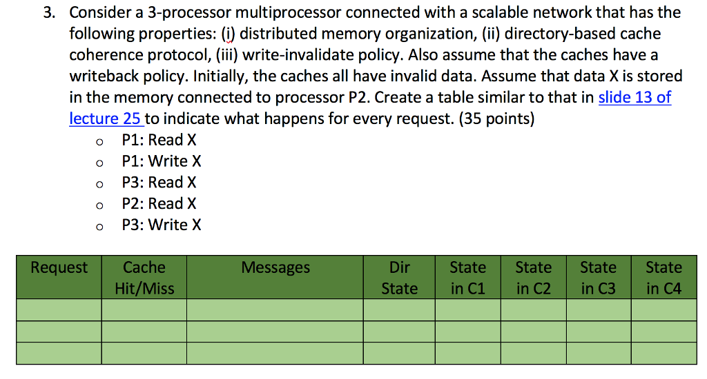 Consider a 3-processor multiprocessor connected with | Chegg.com