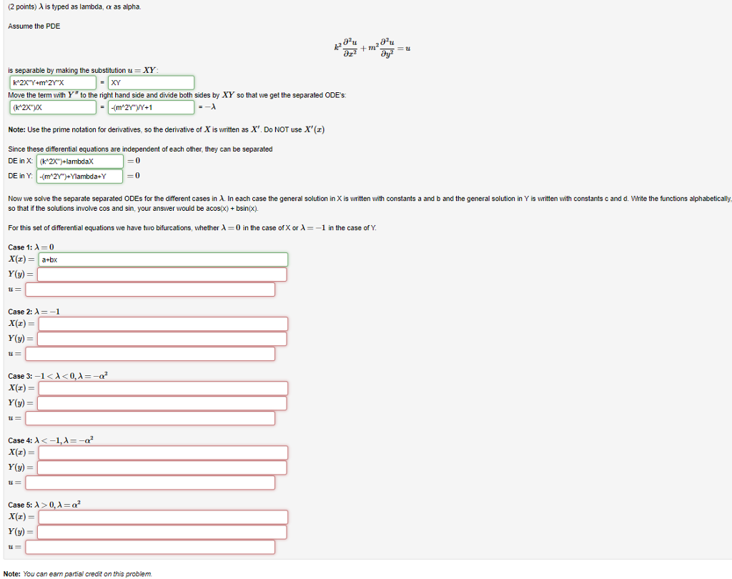 Solved (2 points) A is typed as lambda, a as alpha. Assume | Chegg.com