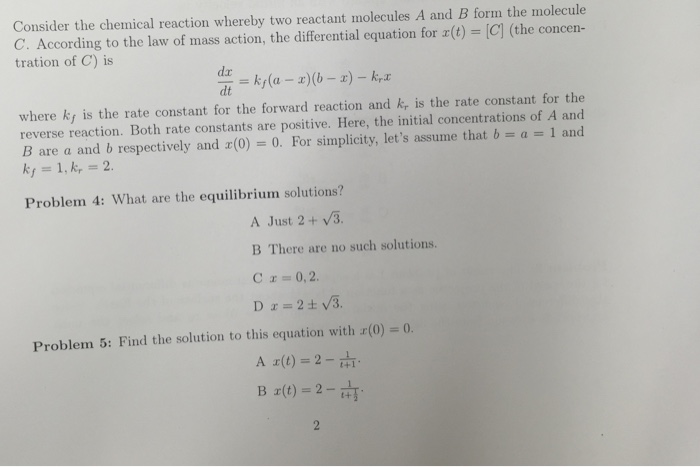 Solved Consider the chemical reaction whereby two reactant | Chegg.com