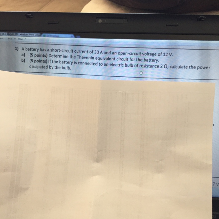 Solved A battery has a short-circuit current of 30 A and an | Chegg.com