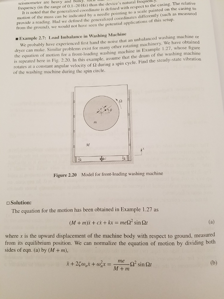 Solved For the Washing Machine model given in Example 2.7, | Chegg.com