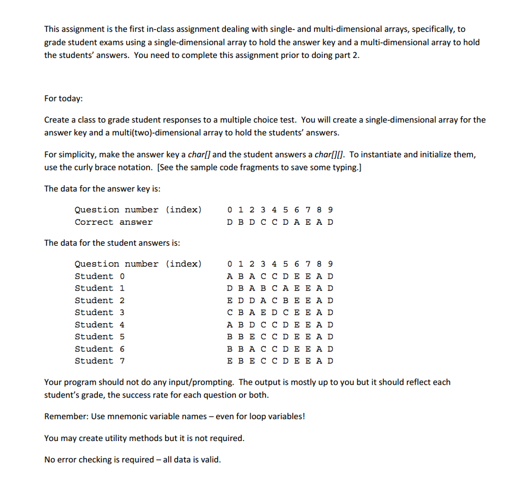 Solved This assignment is the first in-class assignment | Chegg.com