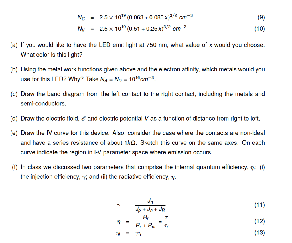 Problem 3: LED Design You would like to design an LED | Chegg.com