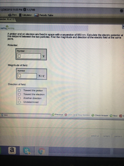 Solved A Proton And An Electron Are Fixed In Space With A