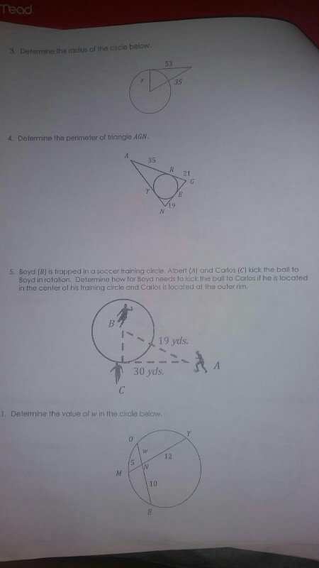 Solved ead 3. Determine the radius of the cicle below 35 4. | Chegg.com
