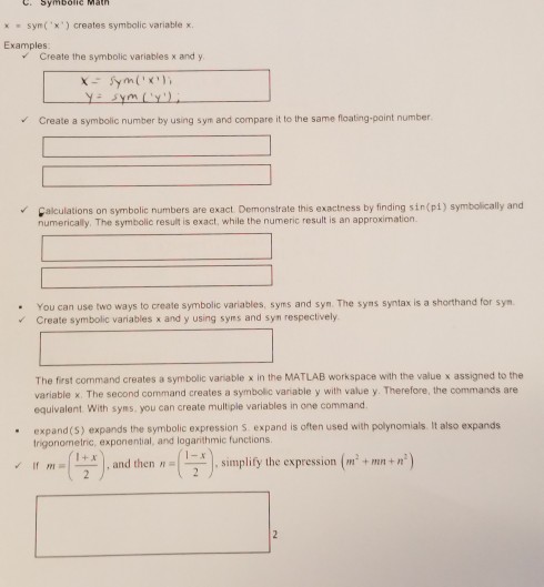 Solved Syn 、x Creates Symbolic Variable X Examples 