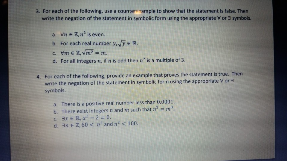 Solved 3. For each of the following, use a counterexample to | Chegg.com