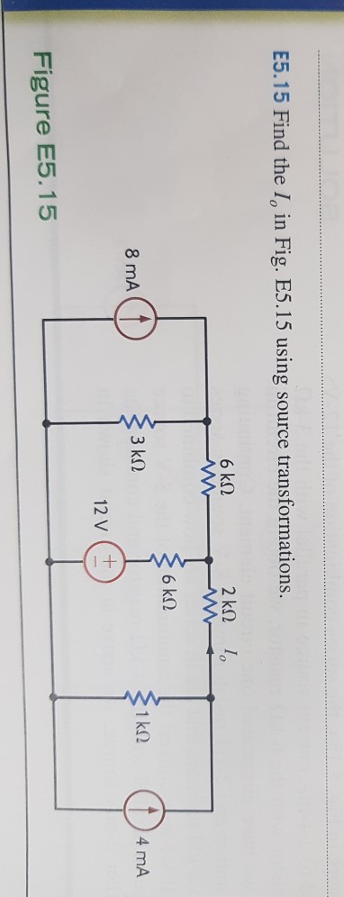 Solved E5.15 Find the Io in Fig. E5.15 using source | Chegg.com
