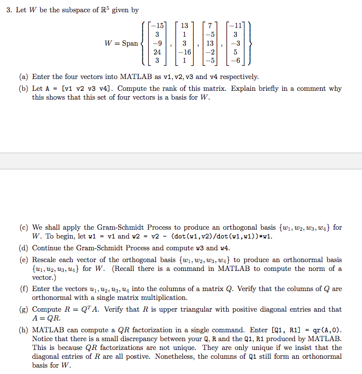 LINEAR ALGEBRA MATLAB I will greatly appreciate it | Chegg.com