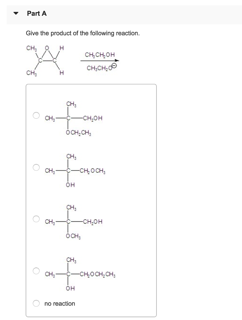 Solved Part A Give the product of the following reaction. | Chegg.com