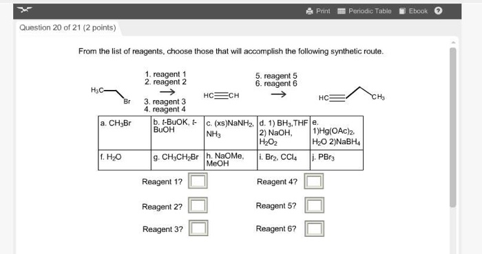 Solved From the list of reagents, choose those that will | Chegg.com