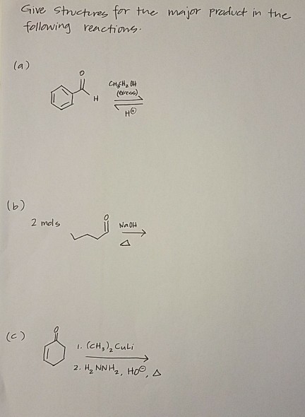 Solved Give structures for the major product in the | Chegg.com