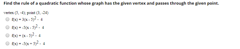 Solved Find the rule of a quadratic function whose graph has | Chegg.com