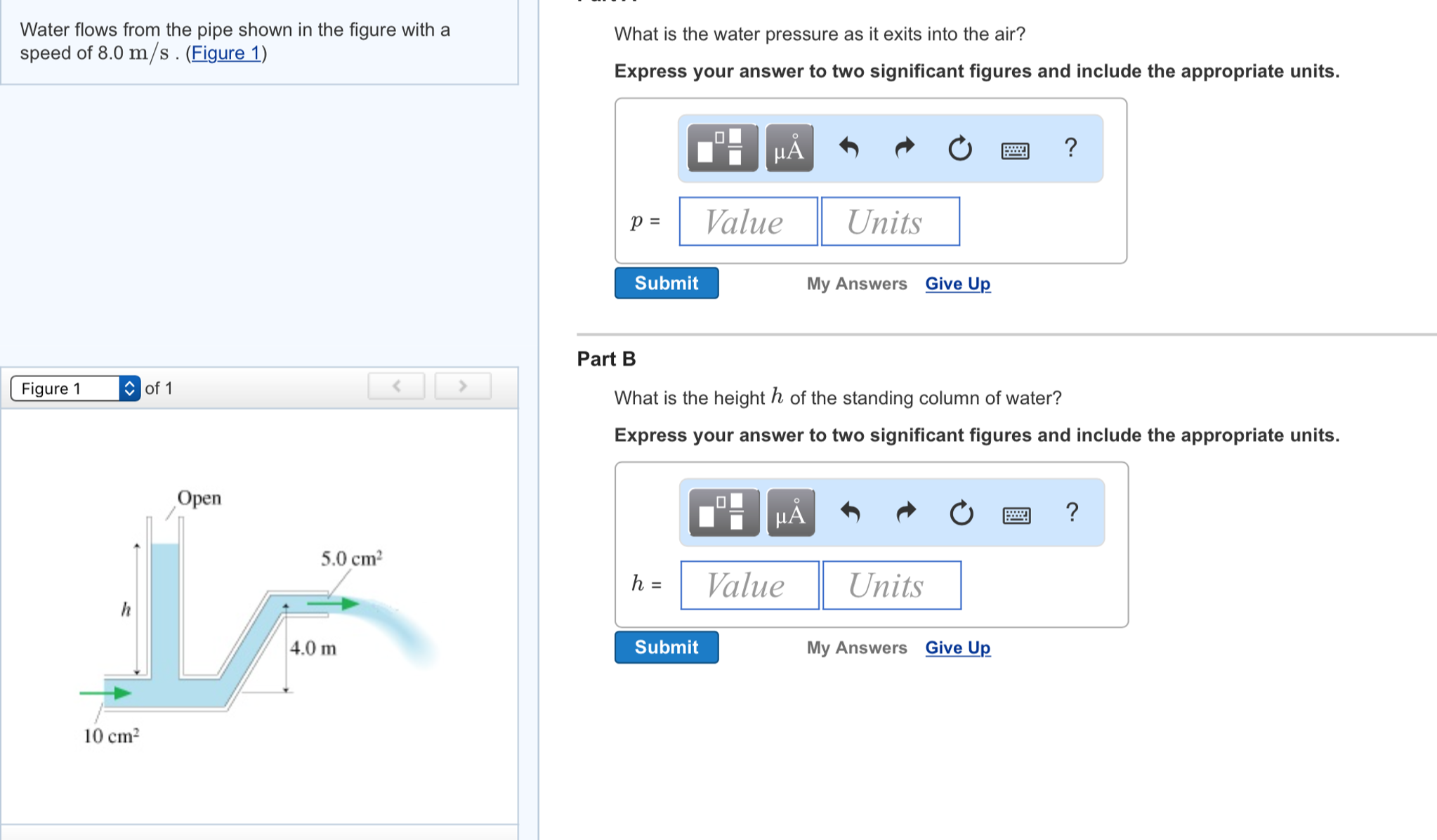 Solved Water flows from the pipe shown in the figure with a | Chegg.com