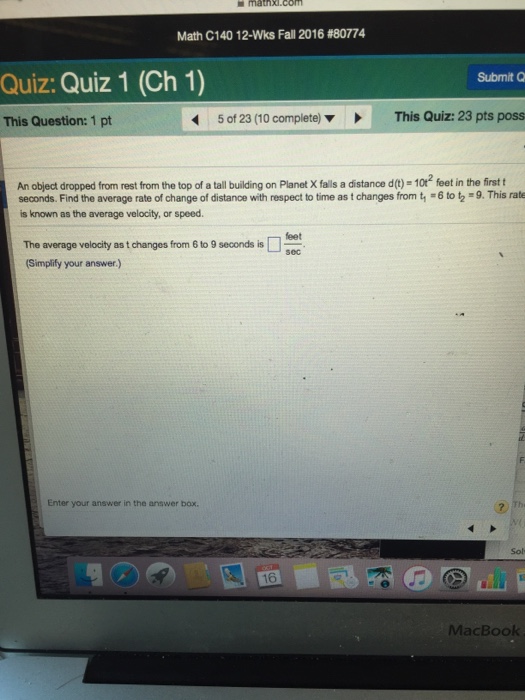 Solved An Object Dropped From Rest From The Top Of A Tall