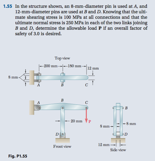 Solved In the structure shown, an 8-mm-diameter pin is used | Chegg.com