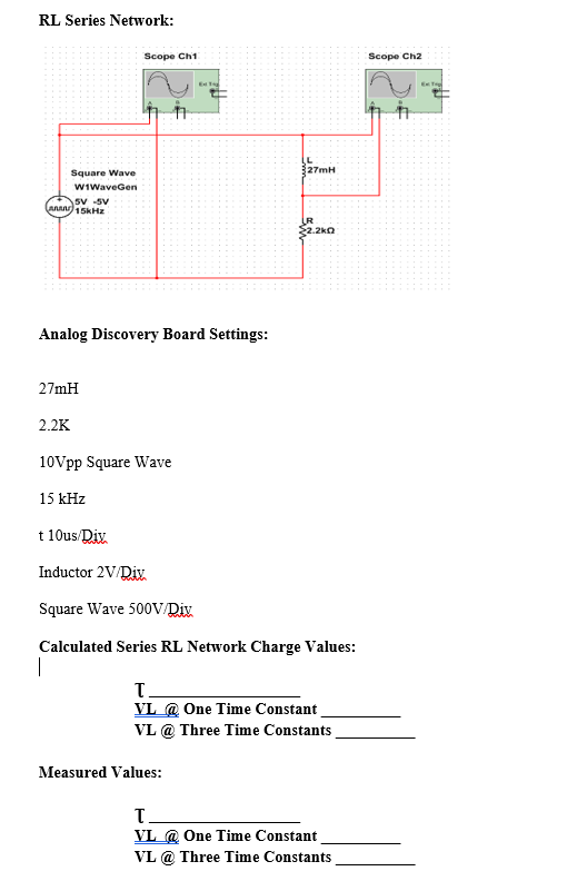 Solved RL Series Network: Scope Ch1 Scope Ch2 27mH Square | Chegg.com