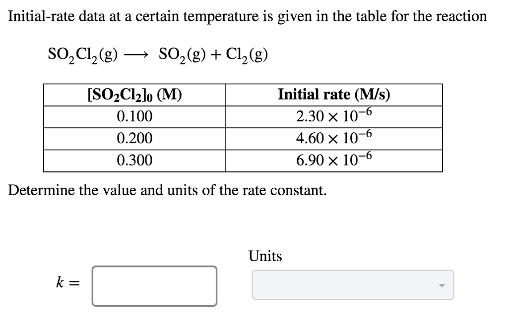 Solved Initial Rate Data At A Certain Temperature Is Given