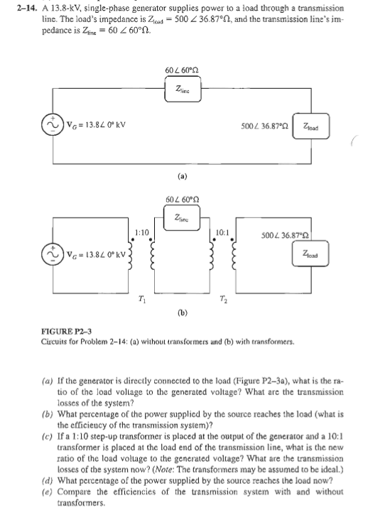 Solved A 13.8-kV, single-phase generator supplies power to a | Chegg.com