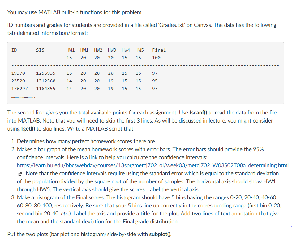 Solved You may use MATLAB built-in functions for this | Chegg.com