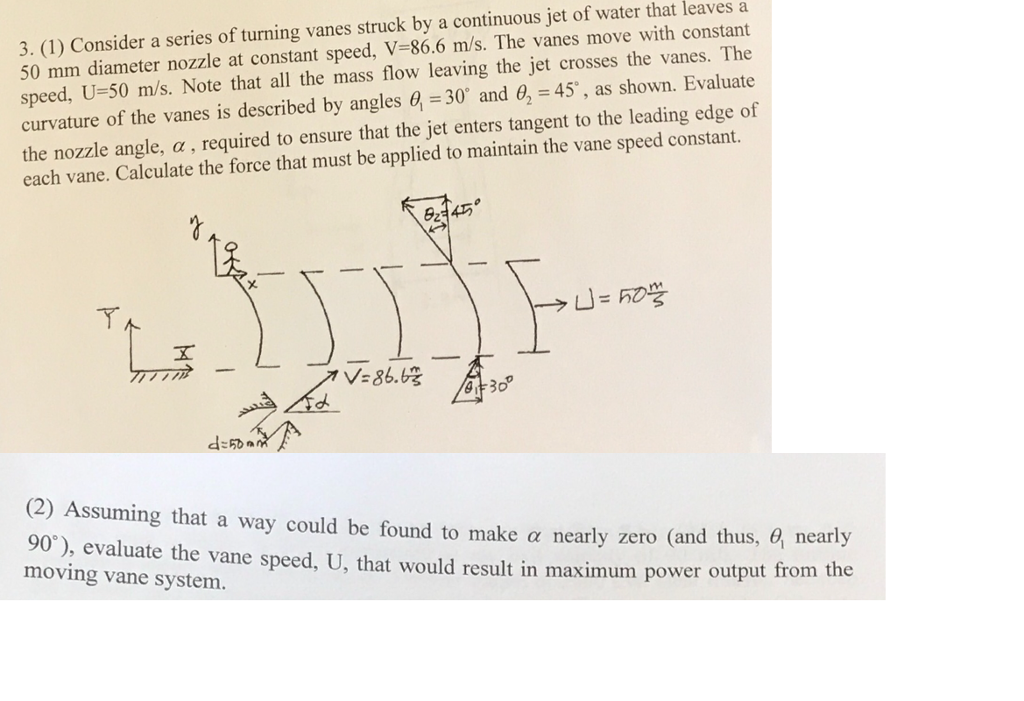 Solved Consider a series of turning vanes struck by a | Chegg.com