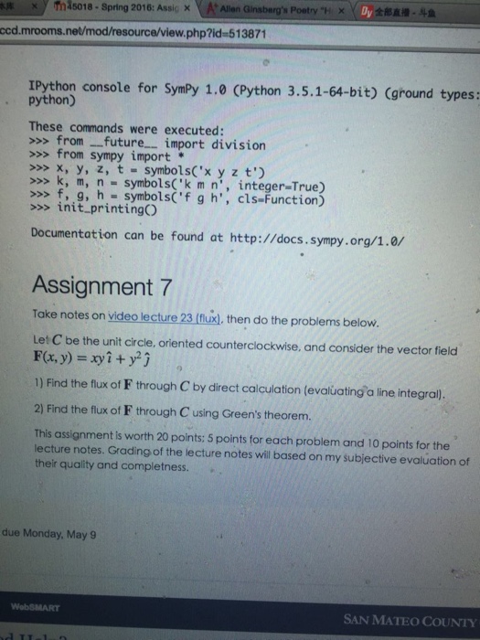Solved IPython console for SymPy 1.0 (Python 3.5.1-64-bit) | Chegg.com