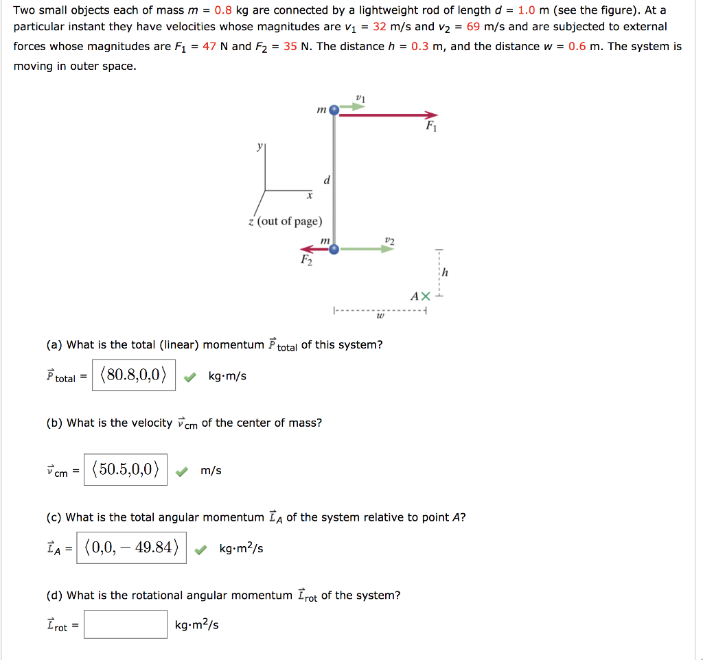 Solved Two small objects each of mass m = 0.8 kg are | Chegg.com