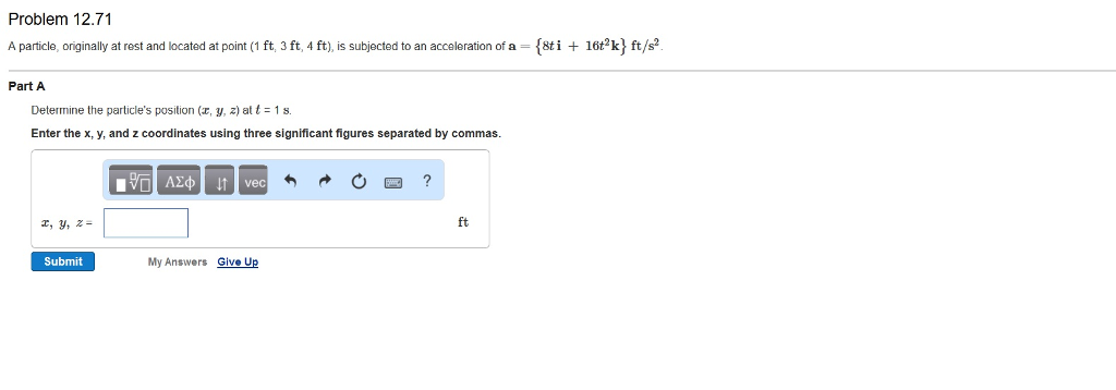 Solved A particle, originally at rest and located at point | Chegg.com