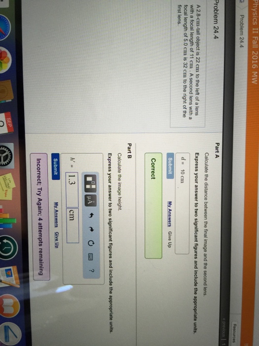 Solved A 2.8-cm-tall object is 22 cm to the left of a lens | Chegg.com