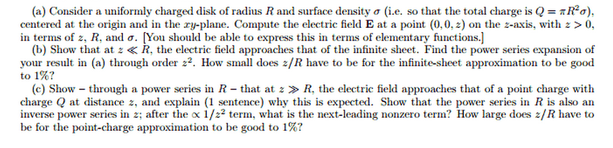 Solved Consider a uniformly charged disk of radius R and | Chegg.com