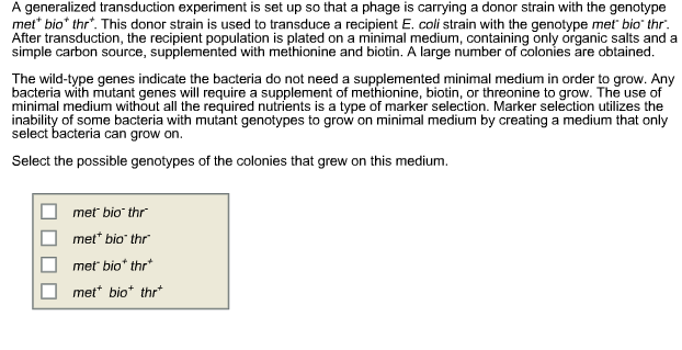 Solved A generalized transduction experiment is set up so | Chegg.com