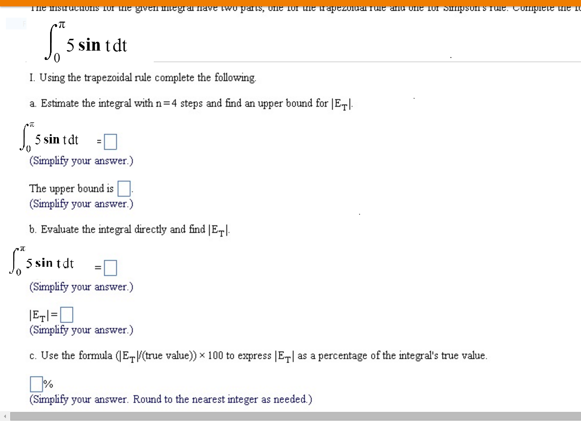Solved I. using the trapezoidal rule complete the following. | Chegg.com