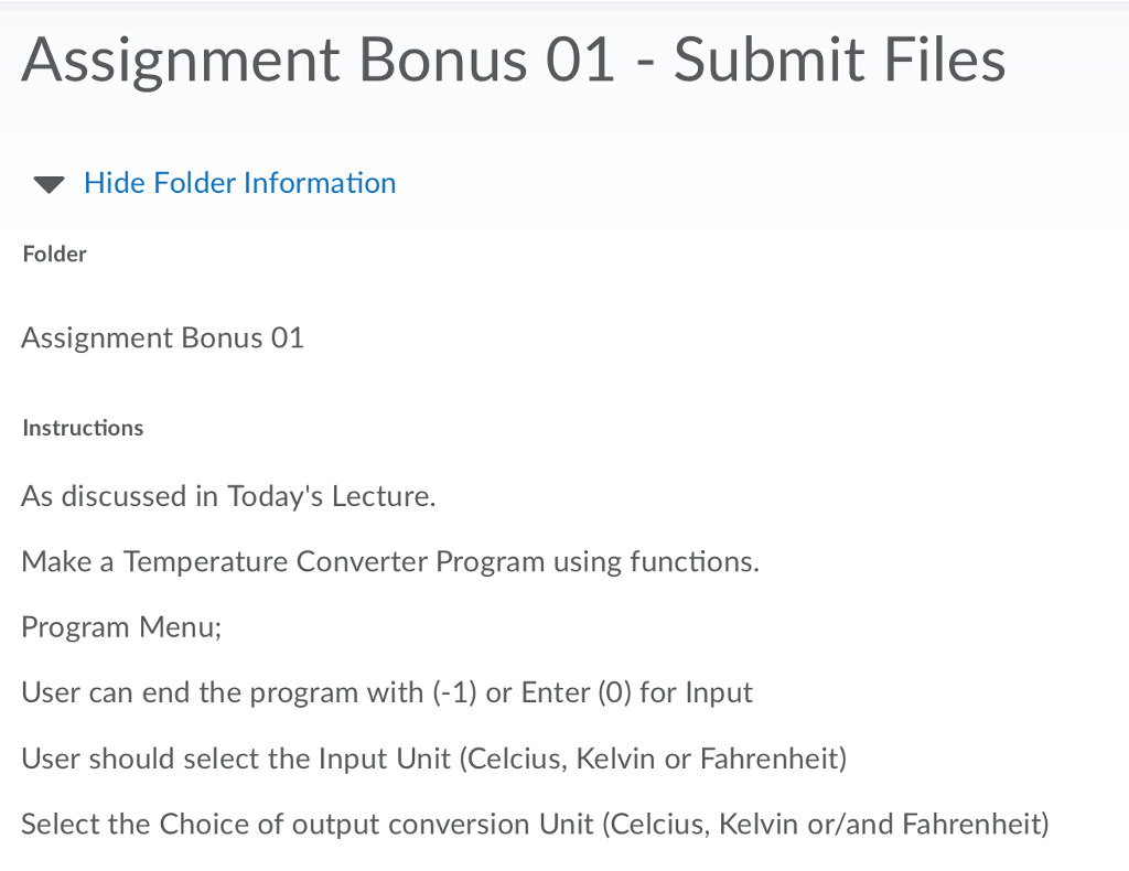 Solved Assignment Bonus 01 - Submit Files Hide Folder | Chegg.com