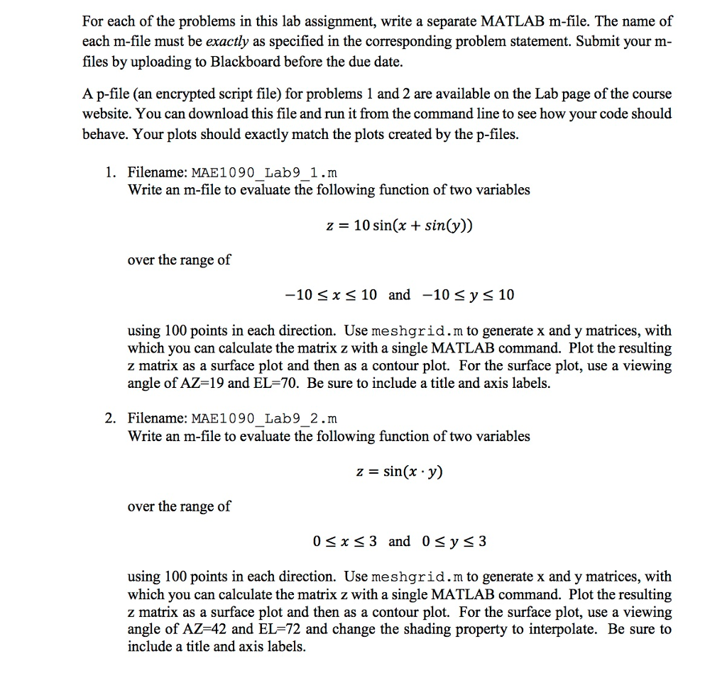 For Each Of The Problems In This Lab Assignment