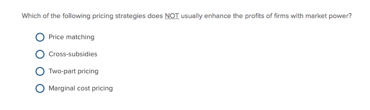 Solved Which of the following pricing strategies does NOT | Chegg.com