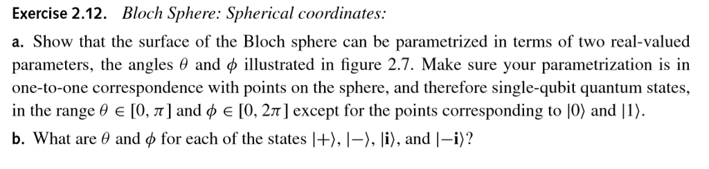 Exercise 2 12 Bloch Sphere Spherical Coordinates