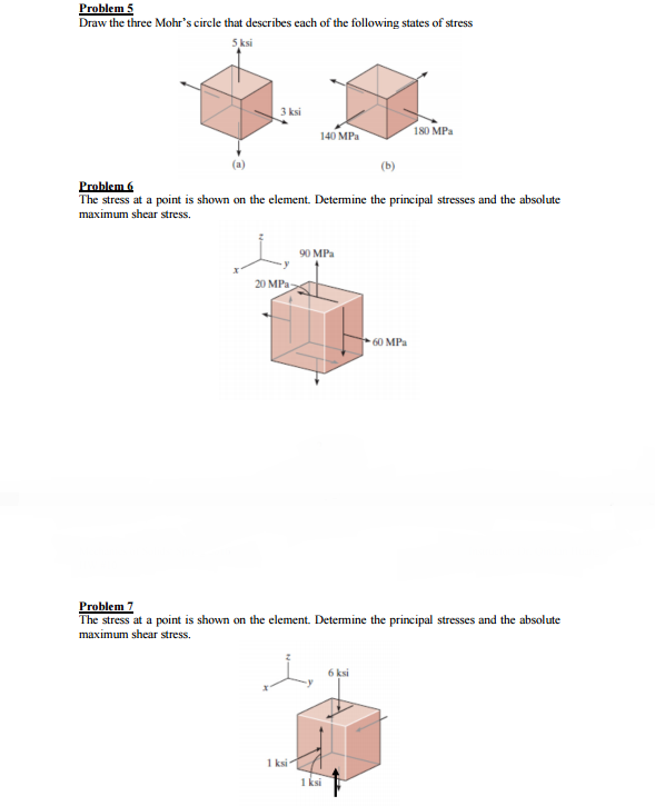 Solved Draw the three Mohr's circle that describes each of | Chegg.com