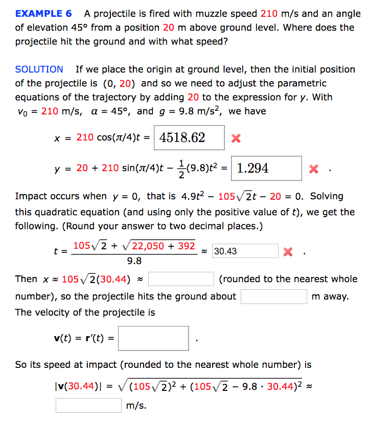 Solved EXAMPLE 6 A projectile is fired with muzzle speed 210 | Chegg.com