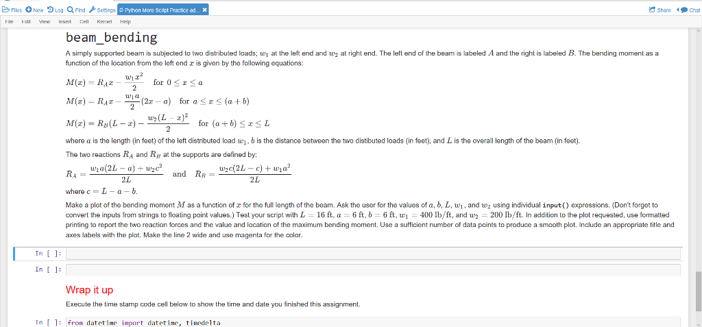 Python More Script Practice ad.. X beam_bending A | Chegg.com