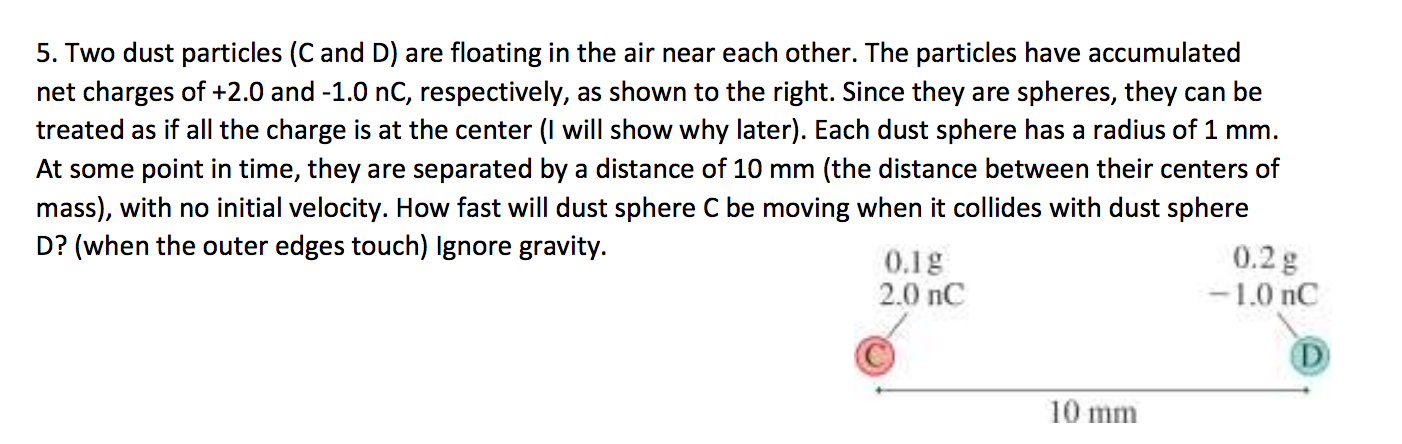 Solved Two dust particles (C and D) are floating in the air | Chegg.com