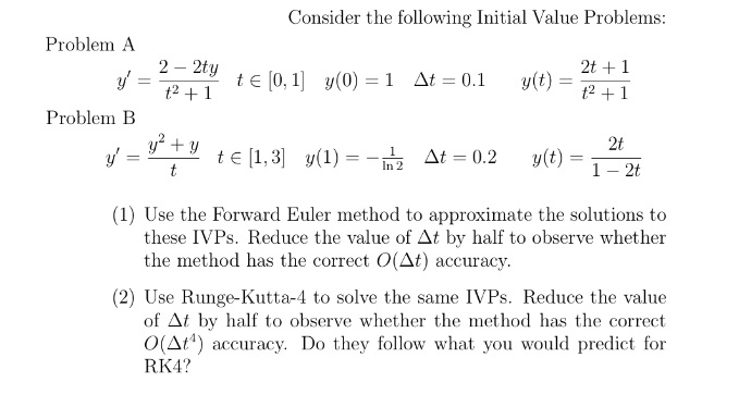 Solved Consider the following Initial Value Problems: | Chegg.com
