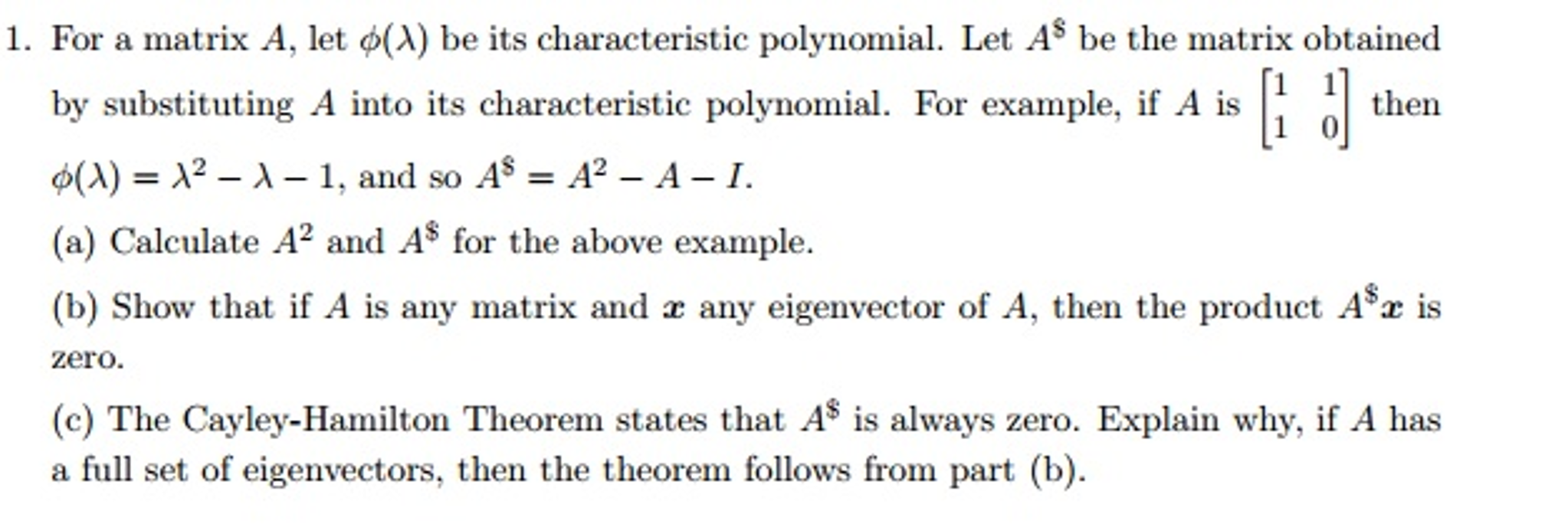 Solved For a matrix A, let (lambda) be its characteristic | Chegg.com