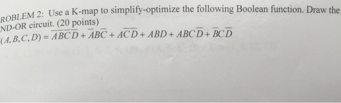 Solved Use a K-map to simplify-optimize the following | Chegg.com