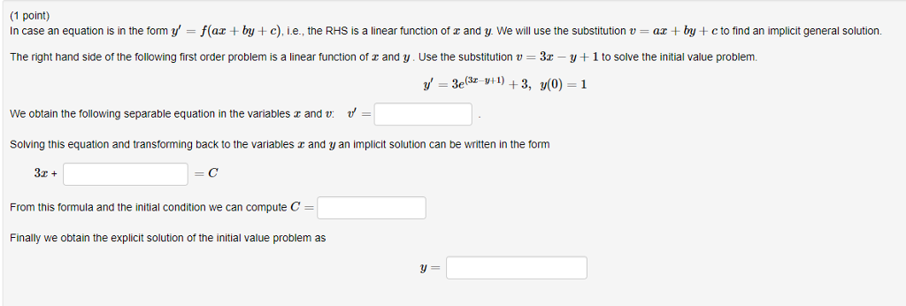 Solved (1 point) In case an equation is in the form y -f(ax | Chegg.com