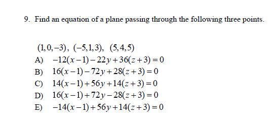 Solved Find An Equation Of A Plane Passing Through The