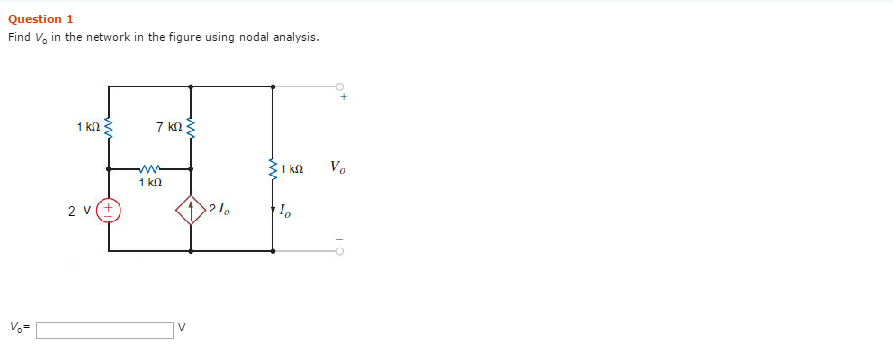 Solved Find V_o in the network in the figure using nodal | Chegg.com