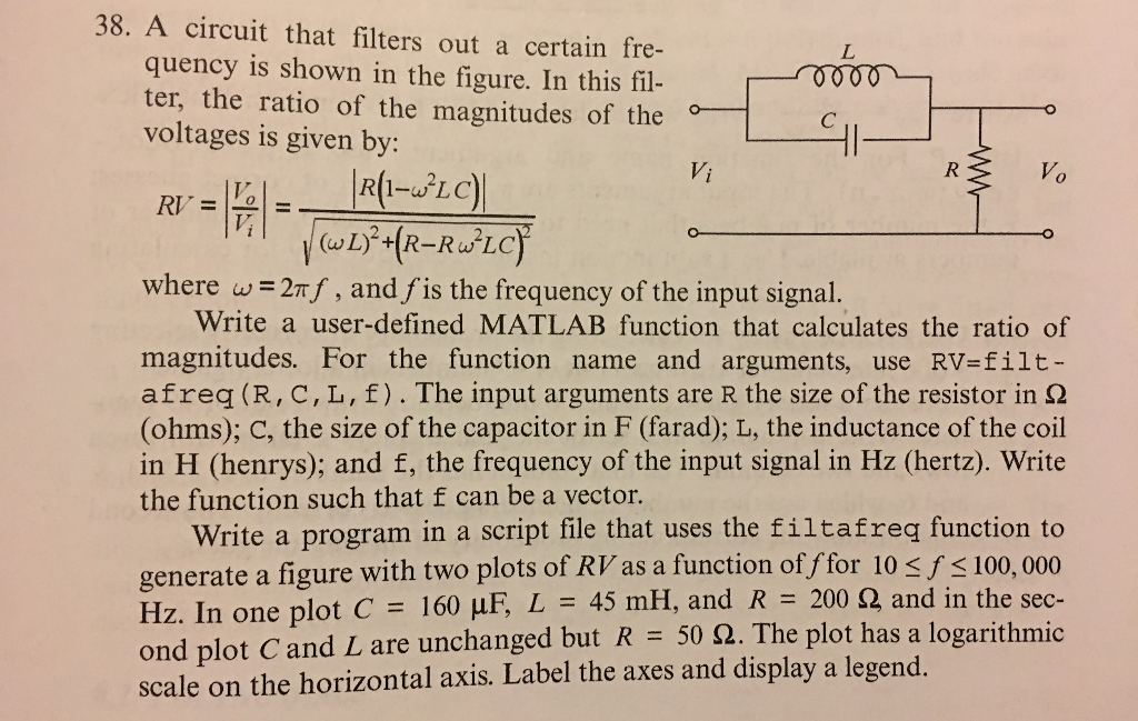Solved A circuit that niters out a certain frequency is | Chegg.com