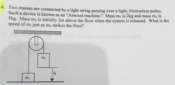 Solved Two masses are connected by a light string passing | Chegg.com